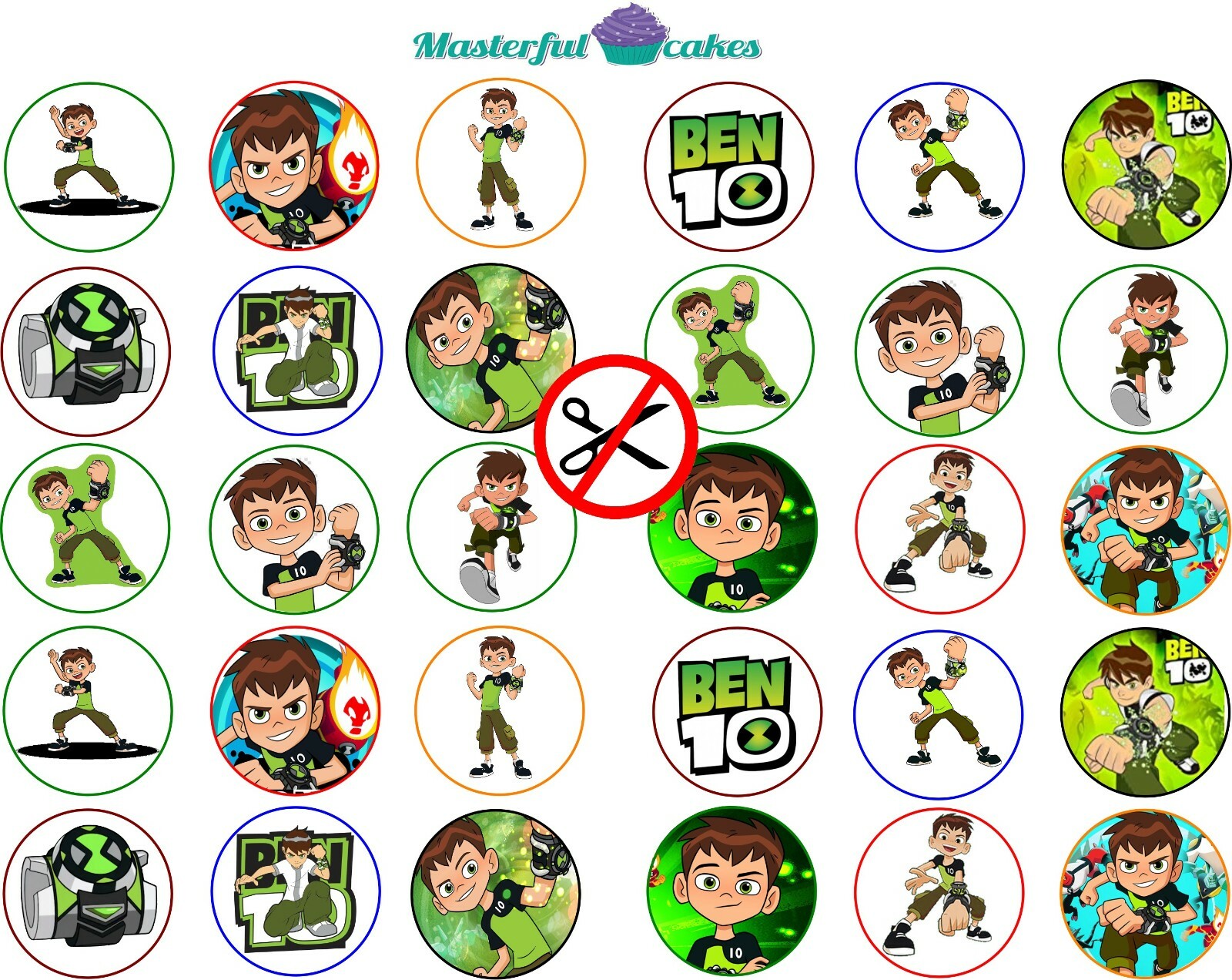 30 x Ben 10 Edible Cup Cake Toppers in Rice Paper,Icing and Precut ...