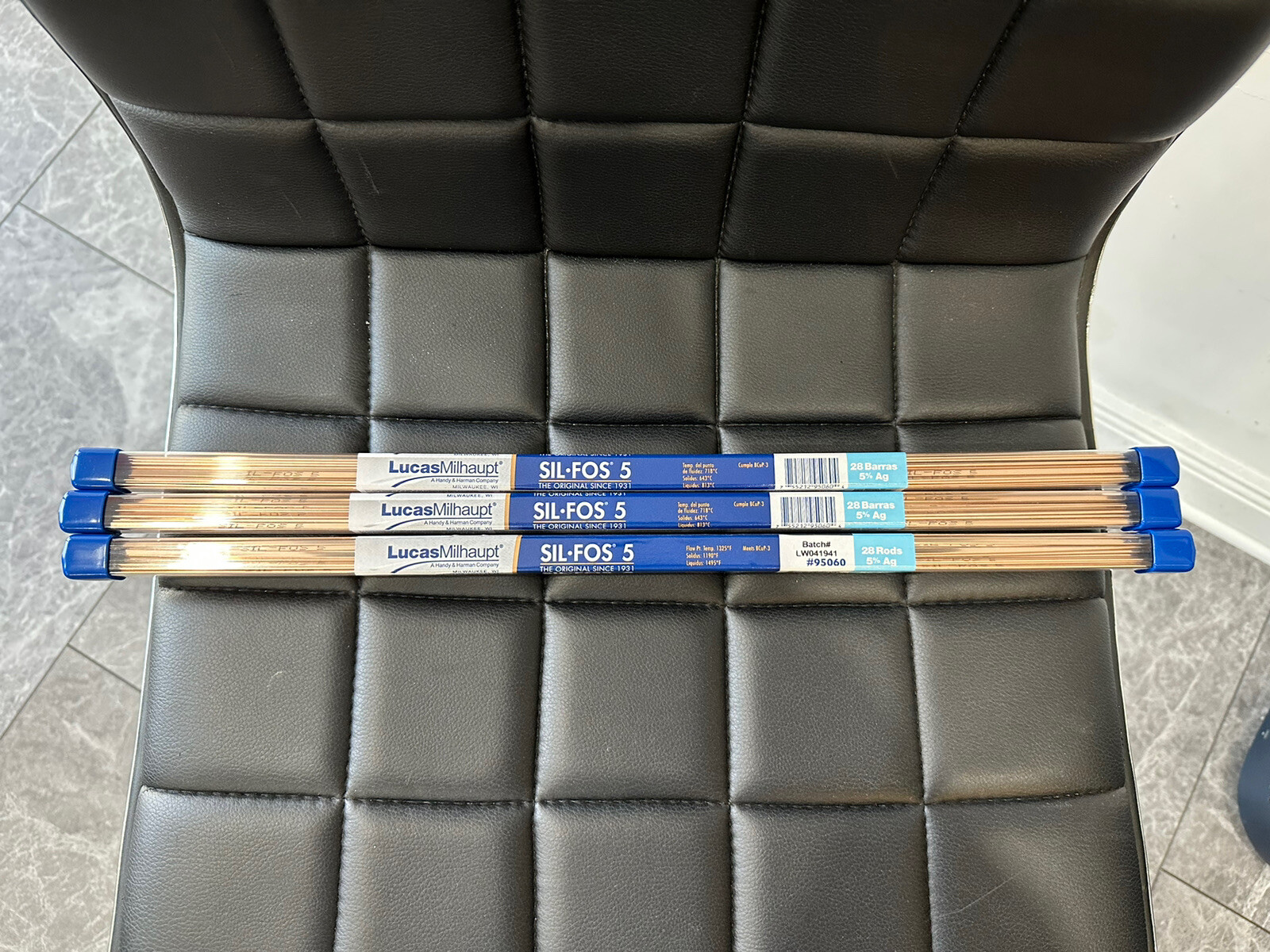 New Lucas Milhaupt 95060 Sil Fos 5 Silvaloy 5% Silver 28 Rods 1 Pound ...