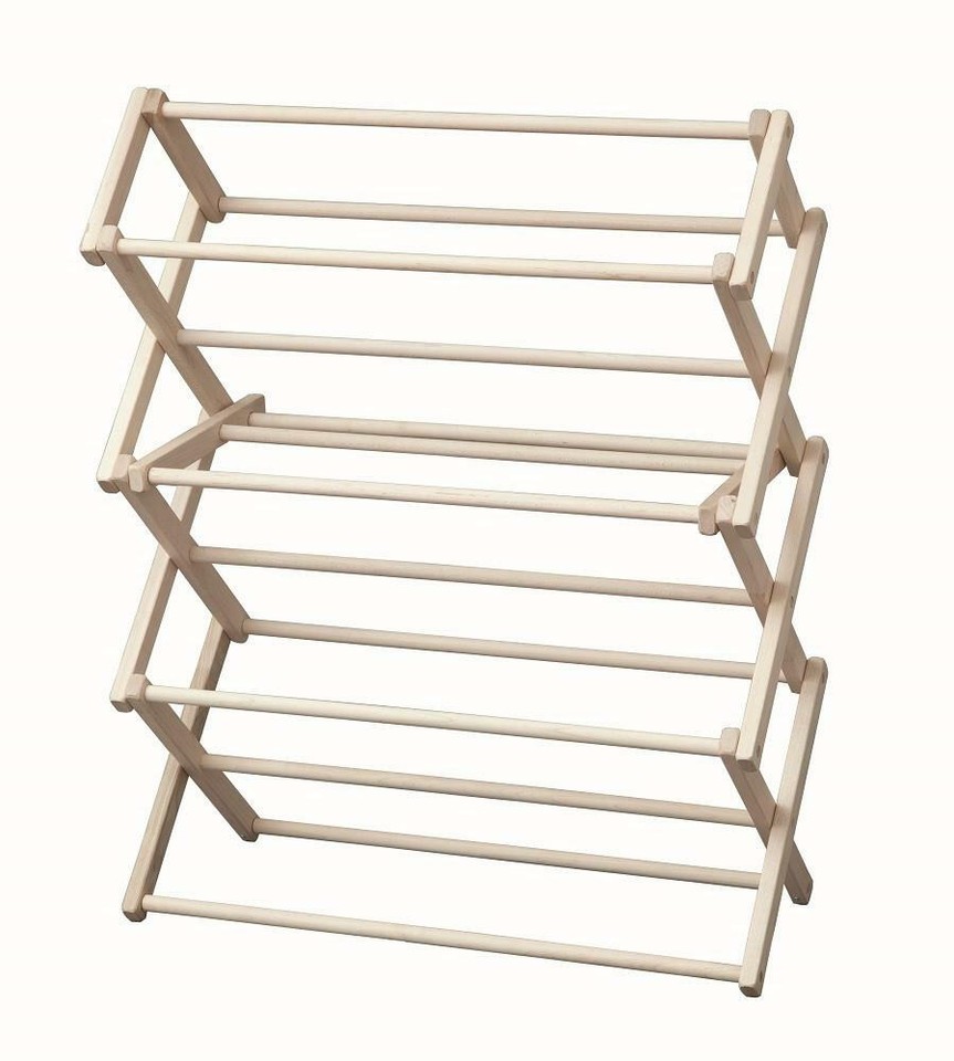AMISH FOLDING CLOTHES DRYING RACK Handmade 30w x 37½h Solid Wood ...