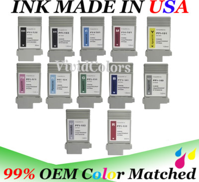 12 Compatible Canon ipf 5000 PFI-101 Pigment Ink cartridge tank PFI 101 ...