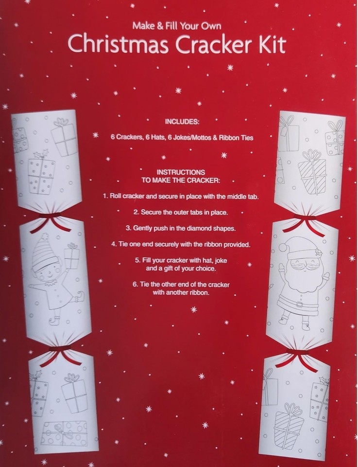 Make And Fill Your Own Christmas Cracker Craft Kit With Ribbons, Hats ...
