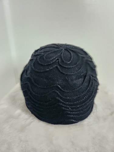 Vintage Henry Pollak Glenover Fawn Trafelt Black Wool Cloche Hat Cap ...