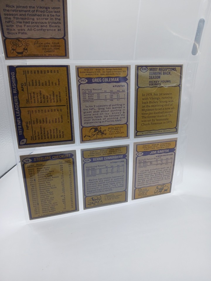 7 Card Lot 1979 TOPPS NFL Football Cards Walter Payton Earl Campbell ...