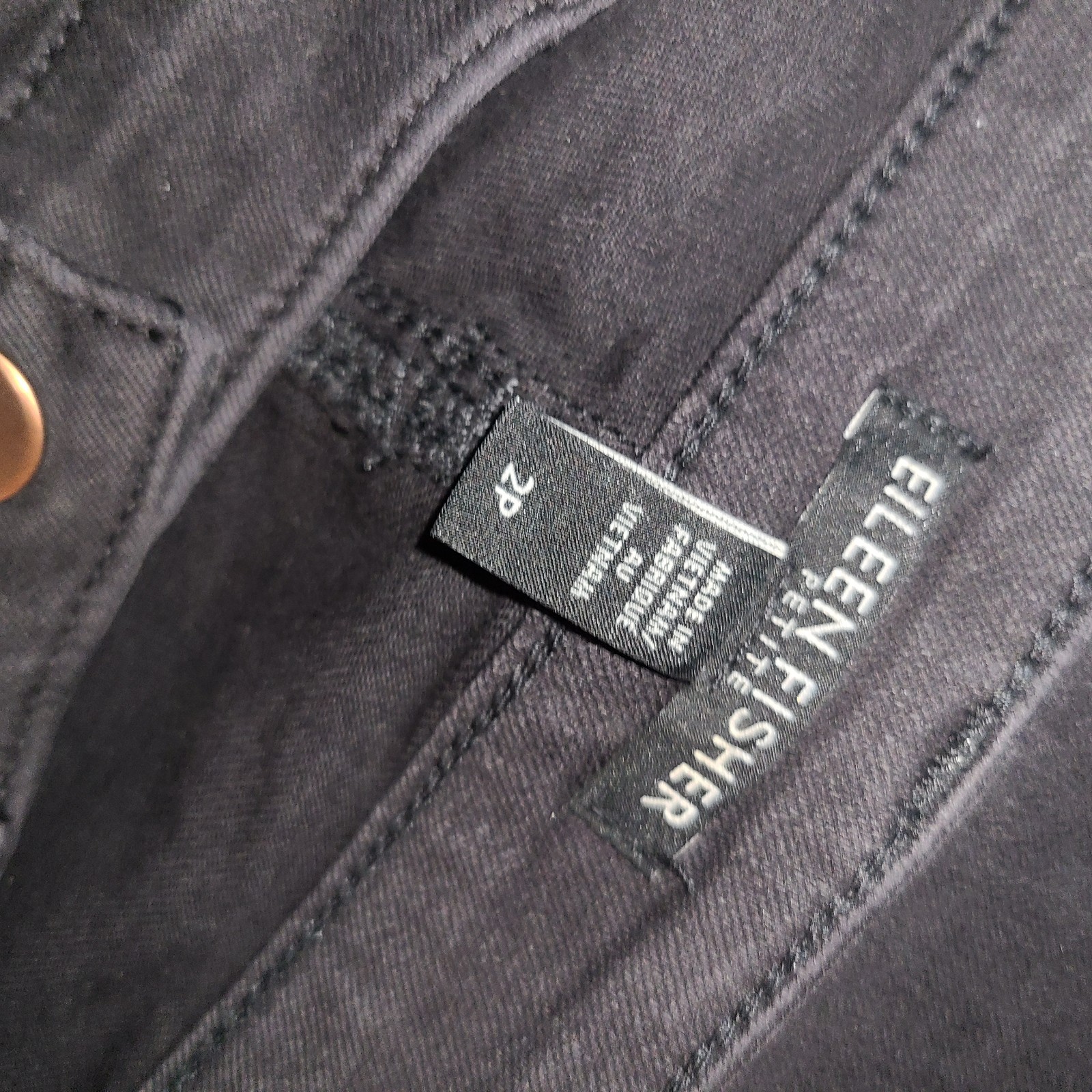 2616) EILEEN FISHER 2 Petite black straight leg high waist ankle jeans ...