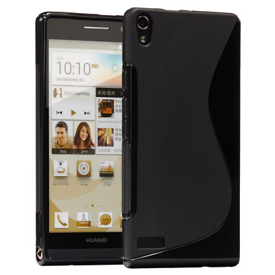 Huawei Ascend P6 Hülle Tasche Case Schutz Hülle Etui Back Cover schwarz ...