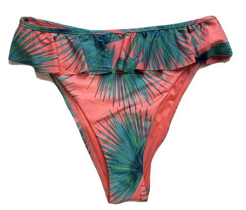Victoria's Secret NEW Palm Print Flounce Bikini Bottom Coral & Green ...