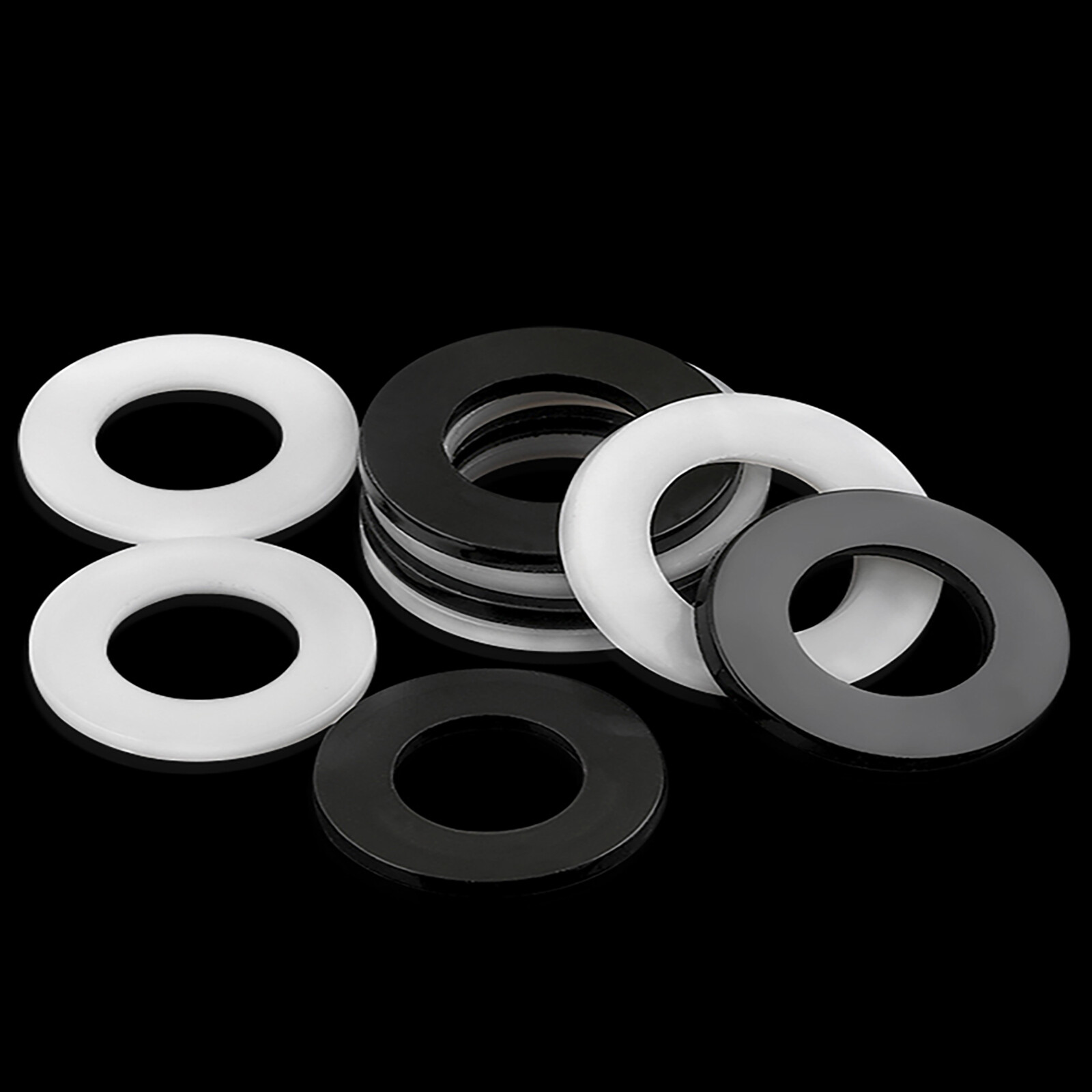 FLAT BLACK/WHITE NYLON Plastic WASHER ID 2~12mm OD 5~20 mm thick 1~2mm ...