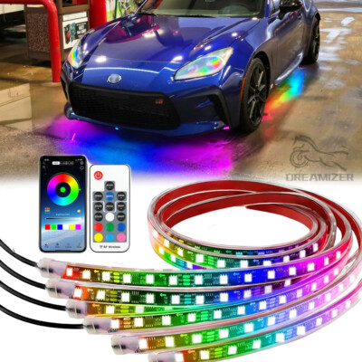 6Pcs Chasing RGB LED Underglow Neon Light Kit Neon Strip Light Music ...