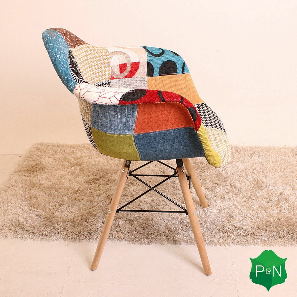 Patchwork Dining Chair Sloane Harper Lounge Chair Scandinavian Retro Armchair | eBay UK