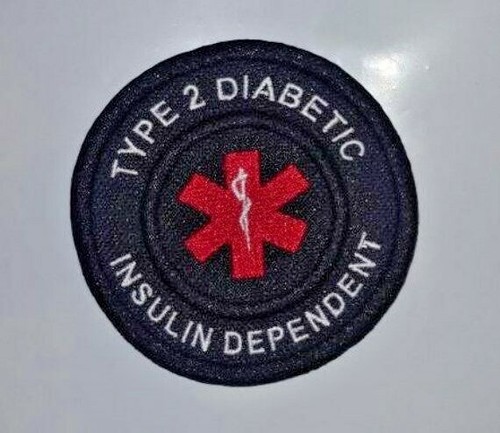 Embroidered 3" U Pick Hook or Sew-On Patch - TYPE 2 DIABETIC INSULIN ...