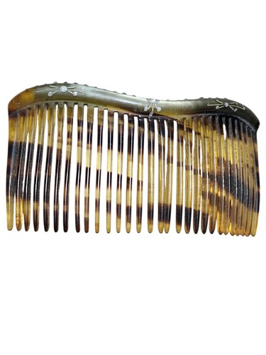 Vintage Brown Celluloid Tortoise Shell Rhinestone Large Hair Comb | eBay
