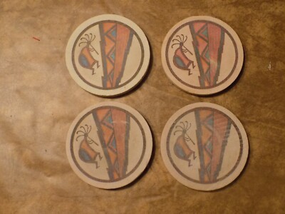 Set Of 4 Native American Navajo Kokopelli Round Stone Coasters | eBay