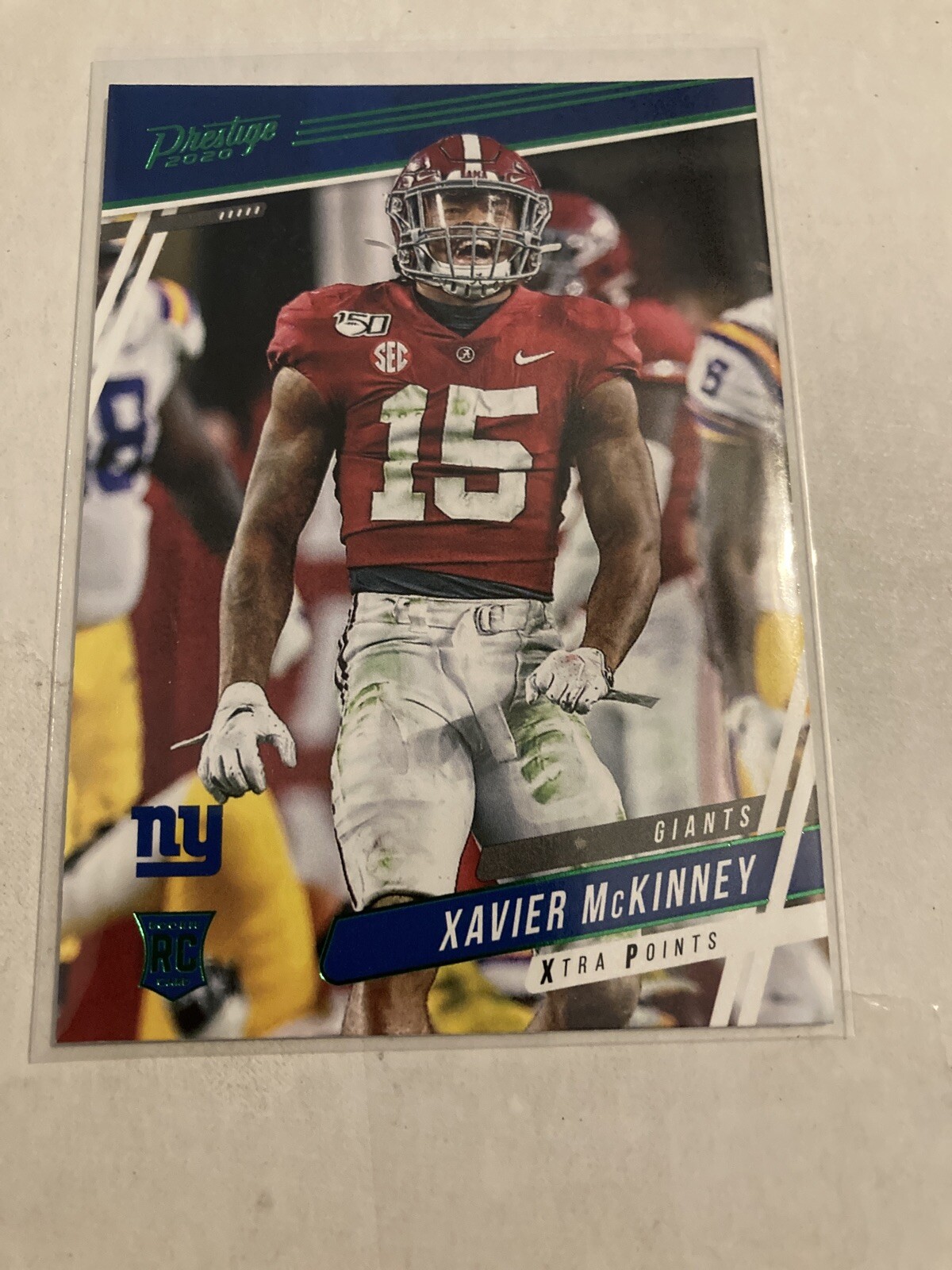 2020 Prestige Rookie Card #297 Xavier McKinney Giants Green Xtra Points ...