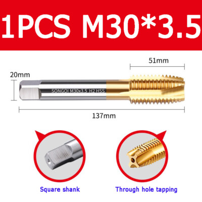 M30 Machine Spiral Point Plug Tap HSS Titanium The tip tap | eBay