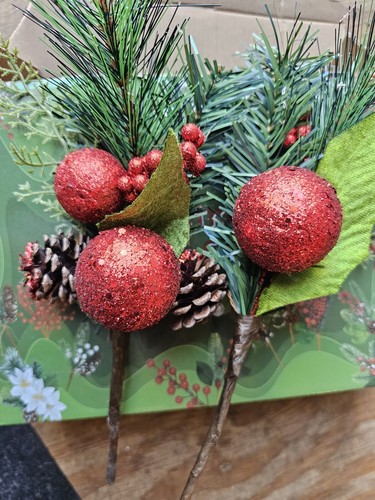 DR.DUDU Christmas 6 Pack 12'' Elegant Faux Picks Evergreen Sprigs ...