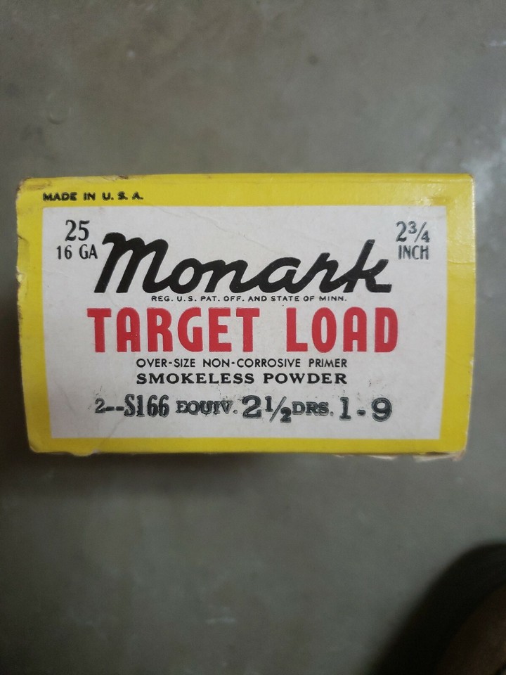 Vintage Federal Monark Target Load Shot Shells Box 16 GA 9 Shot Empty ...