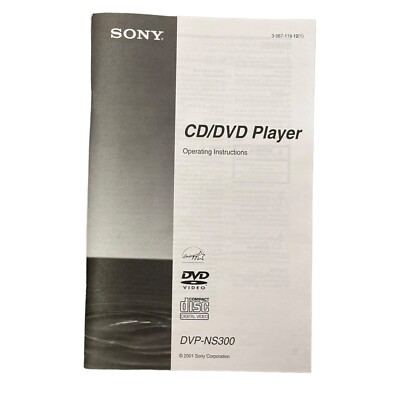 SONY DVP-NS300 CD / DVD Player Operating Instructions Manual Booklet CD ...