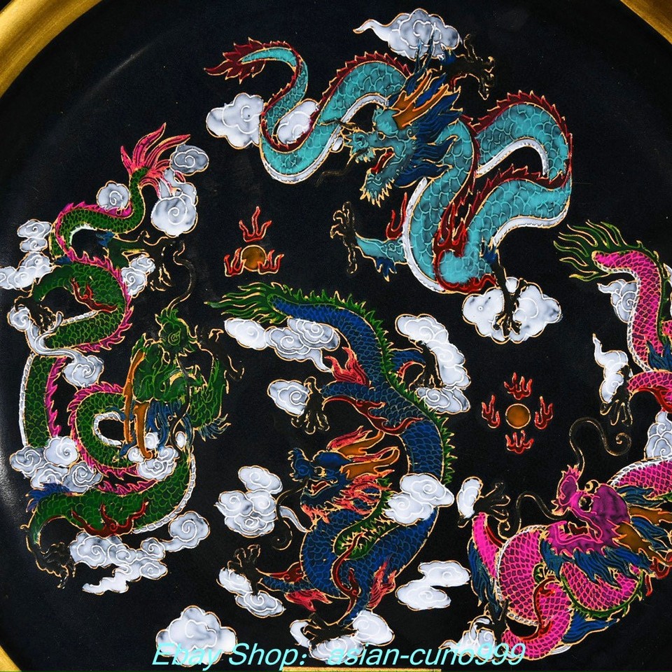 11.4" Song Dynasty Enamel Colour Porcelain Gilt Dragon Pattern Pen wash ...