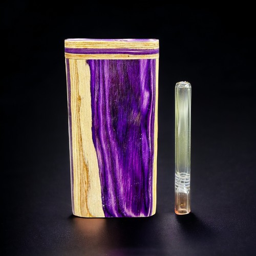 Purple Wood Dugout 4" With 3" Glass One Hitter Bat, Full Set Dugout Box ...