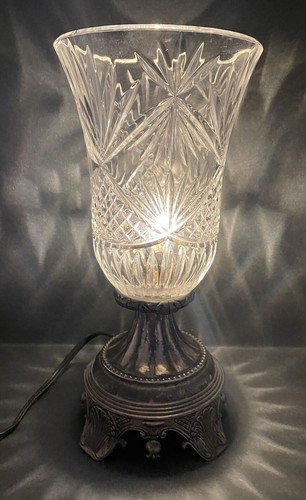 Vintage Godinger Silver Art Co Table Lamp w/Shannon Irish Crystal Cut ...