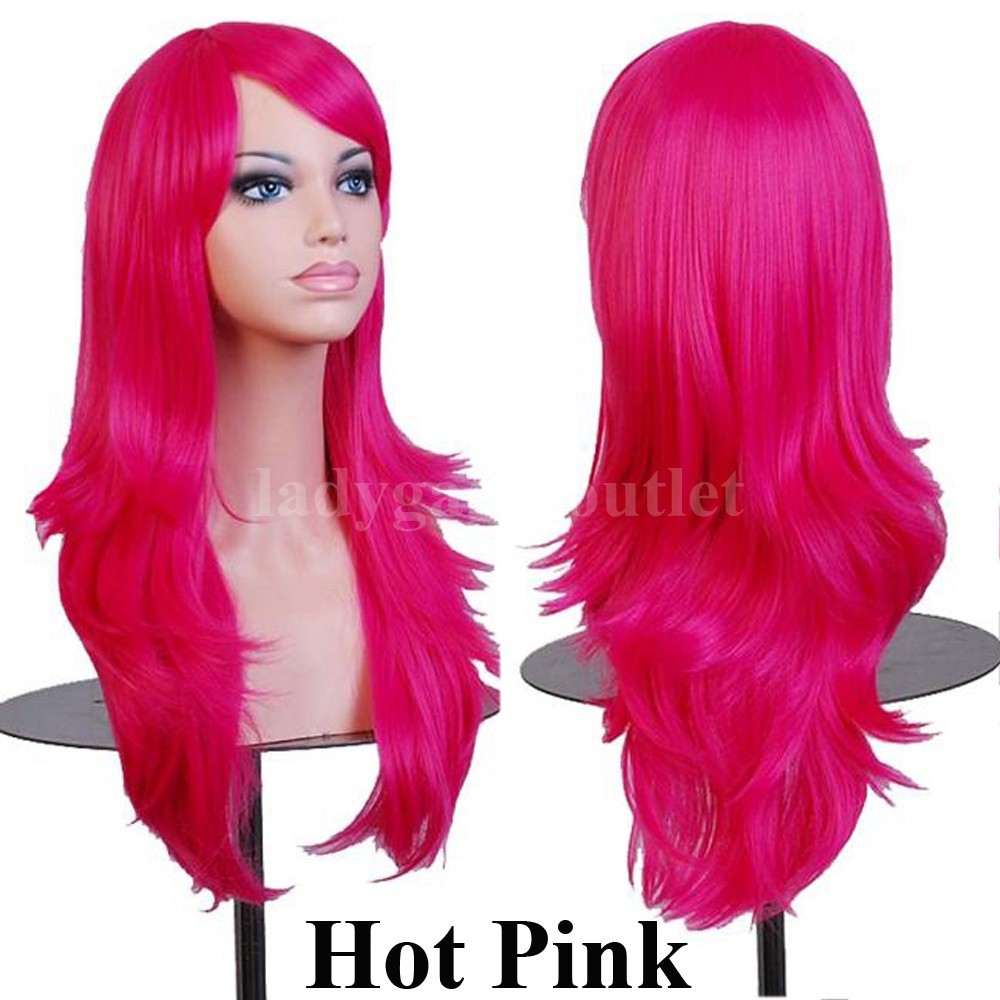 Burgundy Wine Red Cosplay Wig Women Long Wavy Straight Party Costume ...