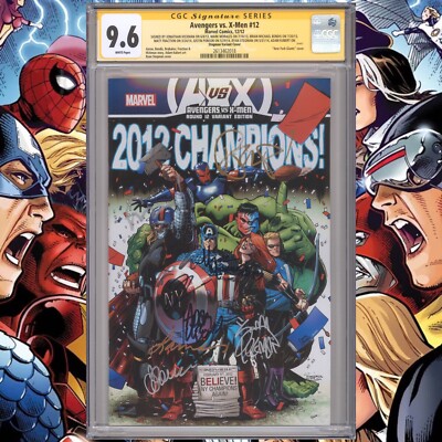 CGC 9.6 SS Avengers vs. X-Men #12 Variant signed by Aaron, Kubert ...