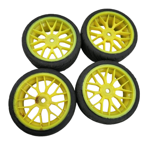 Team Associated TC3, NTC3 tires/ mounted wheels, yellow, worn | eBay