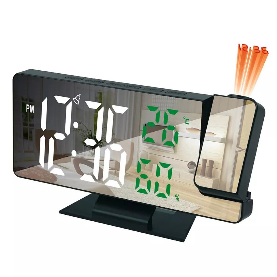 7.8" LED Digital Projector Projection Snooze Dual Alarm Clock Timer ...