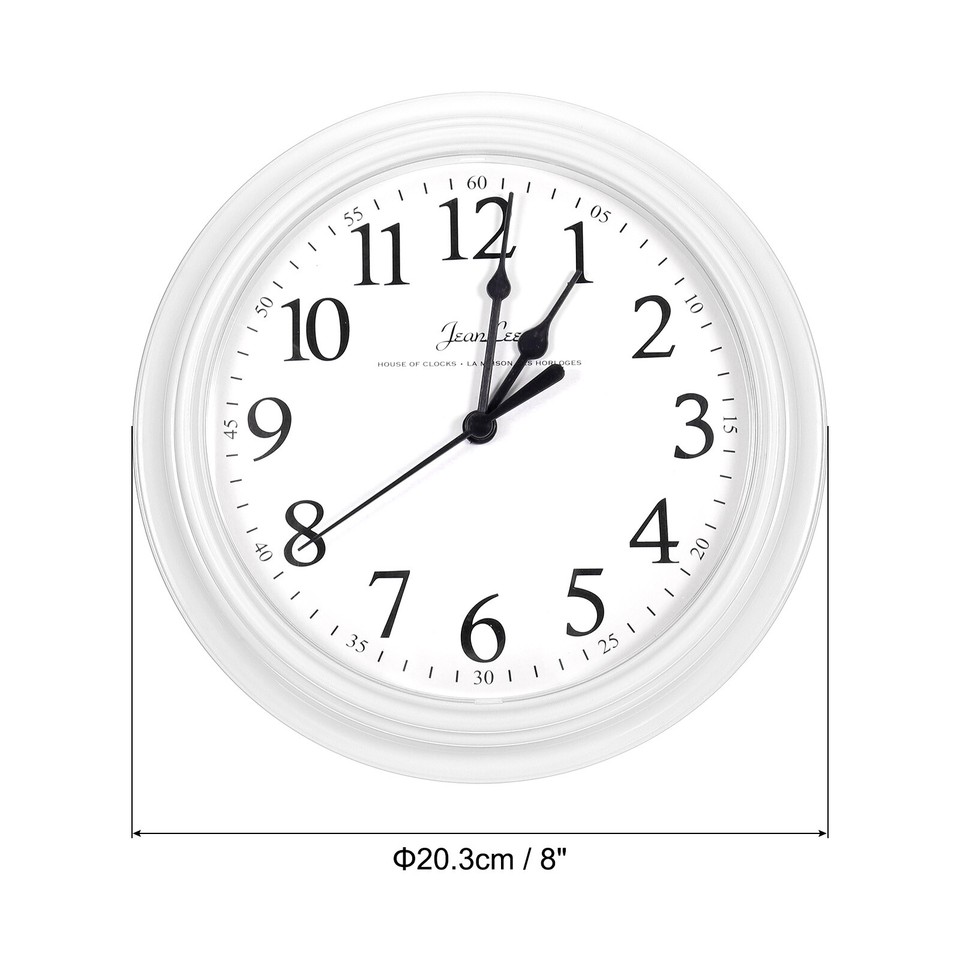 8 Inch Wall Clock, Quartz Battery Operated Silent Round Wall Clocks ...