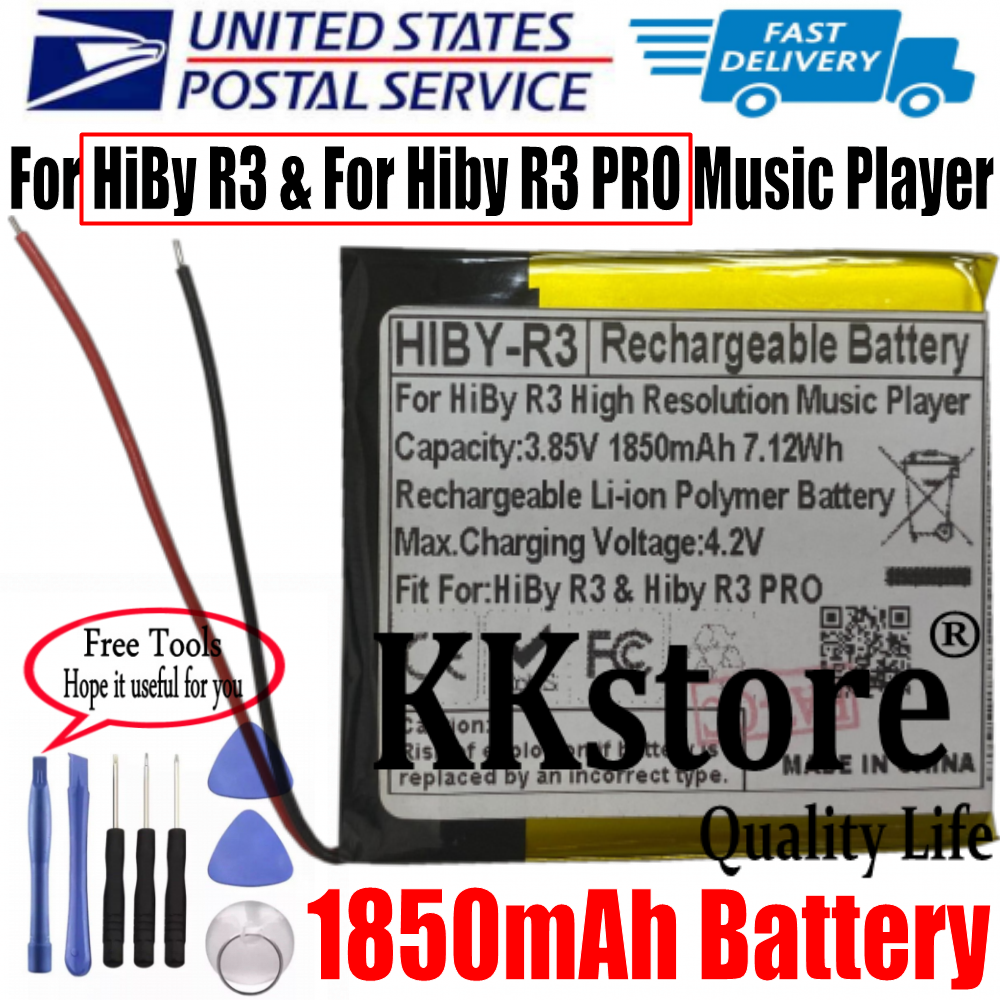 USPS 1850mAh Battery Replacement For HiBy R3 & For HiBy R3 Pro Music ...