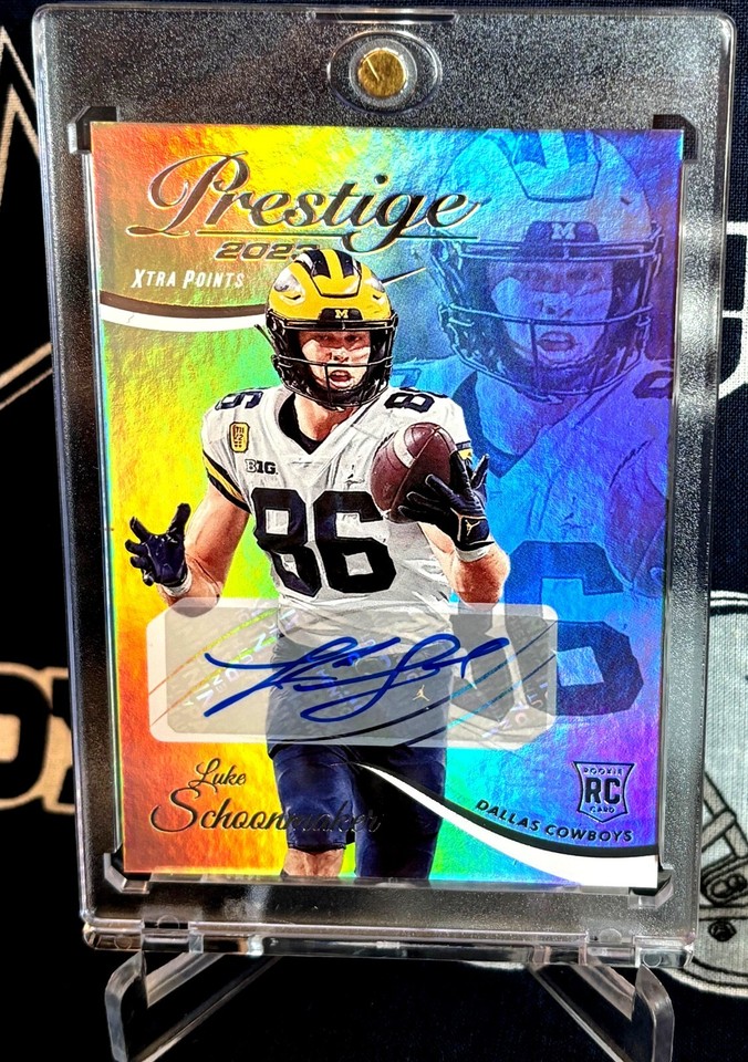 2023 Prestige XTRA Holo Dallas Cowboys LUKE SCHOONMAKER Autograph AUTO ...