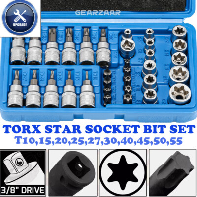 34pcs IMPACT TORX BIT Sockets Set 3/8" Drive Impact TRX Star Sockets ...