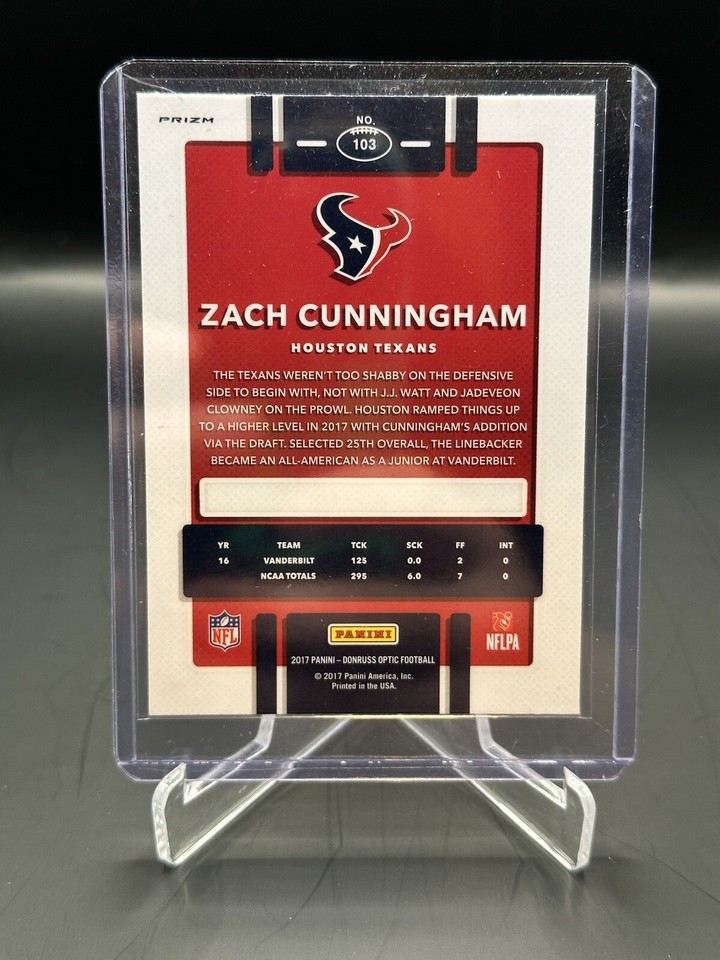 Zach Cunningham 2017 Optic Red Prizm Rookie RC Houston Texans 6/99 C5 ...