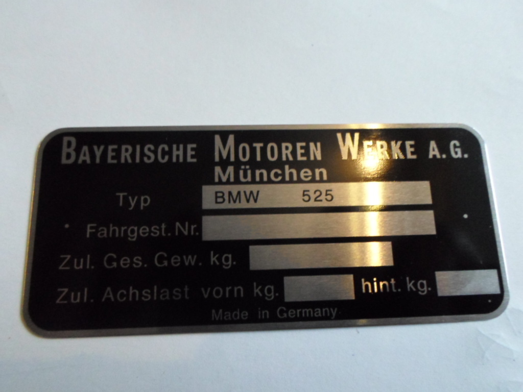 Typenschild BMW 525 Schild plate ID 5er youngtimer | eBay