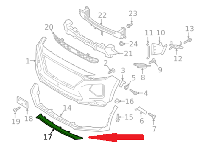 GENUINE 86577S1600 Front Bumper Skid Plate for Hyundai Santa Fe 2021 ...