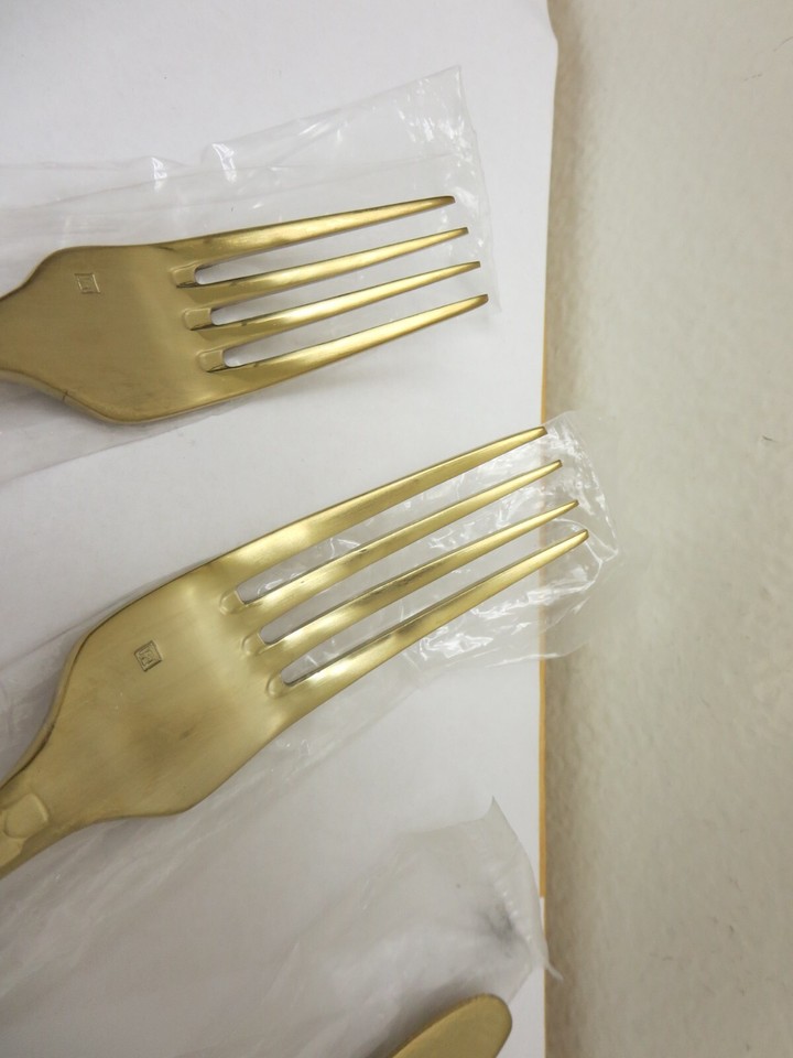 Fortessa LUCCA 5 PC Place Setting Gold Finish Hammered Faceted 18/10 ...