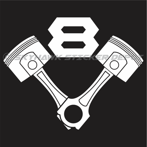 V8 Pistons Bumper Sticker Vinyl Decal Label Muscle Car Decal Fod Ford ...