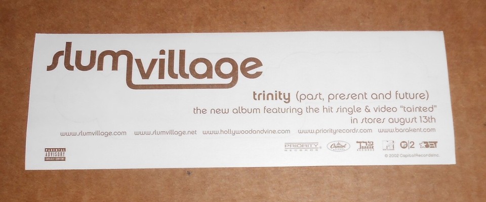 Slum Village Bumper Sticker Original Promo 7x2.5 Detroit Deli Rap Hip ...