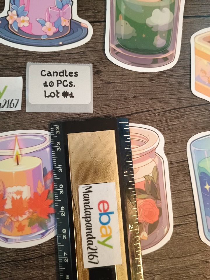 Candles - Decorated - Stickers Lot #1 - 10 pcs. *Sticker sizes are ...