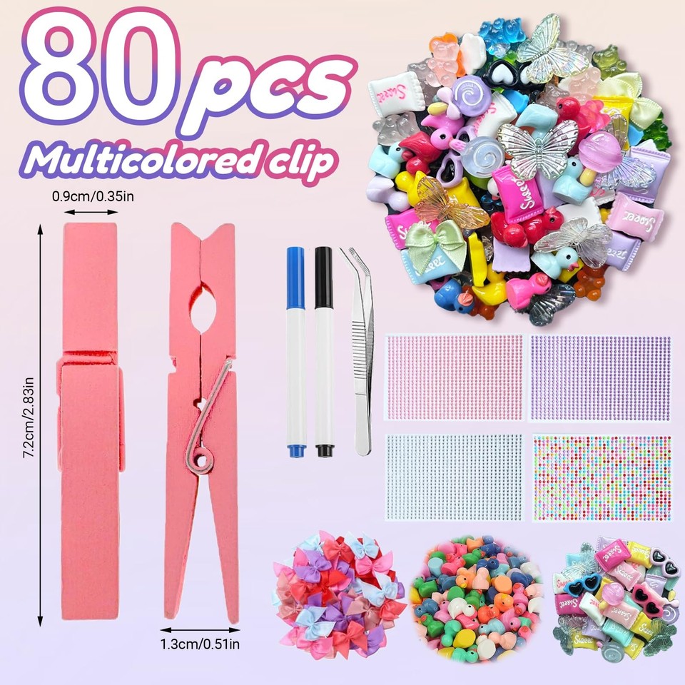 80PCS Cheer Pins Spirit Clips, 80 PCS Colored Clothes Pins Wooden 100 ...