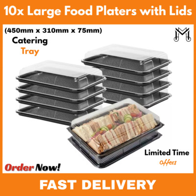 10x Large Reusable Food Platters with Lids Catering Buffets Parties ...