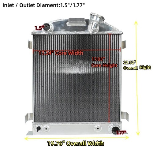 17"High 3Row Aluminum Radiator Fit 1932 Ford Low-Boy Chop Hot Rod w ...