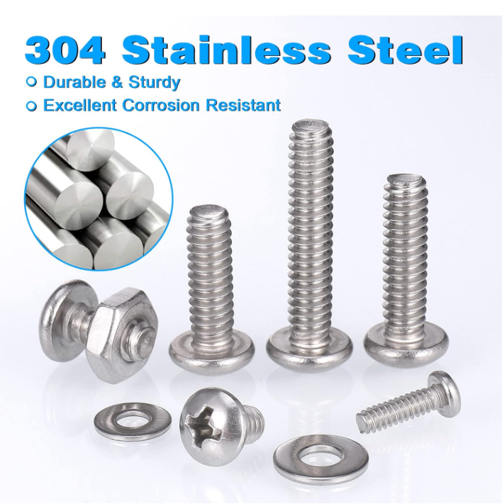 900PCS Hardware Machine Screws SAE Assortment Kit - Stainless Steel ...