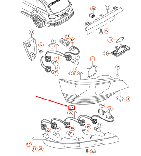 New AUDI Q7 4L Rear Bumper Tail Light Bulb Carrier With Cables ...