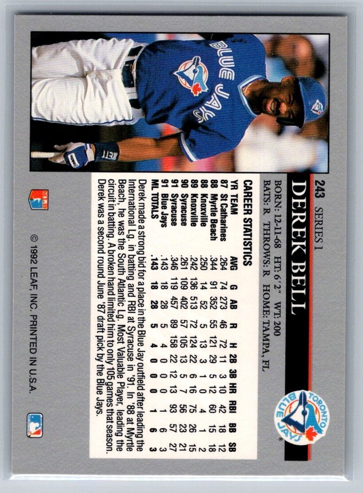 1992 Leaf #243a Derek Bell Rookie | eBay