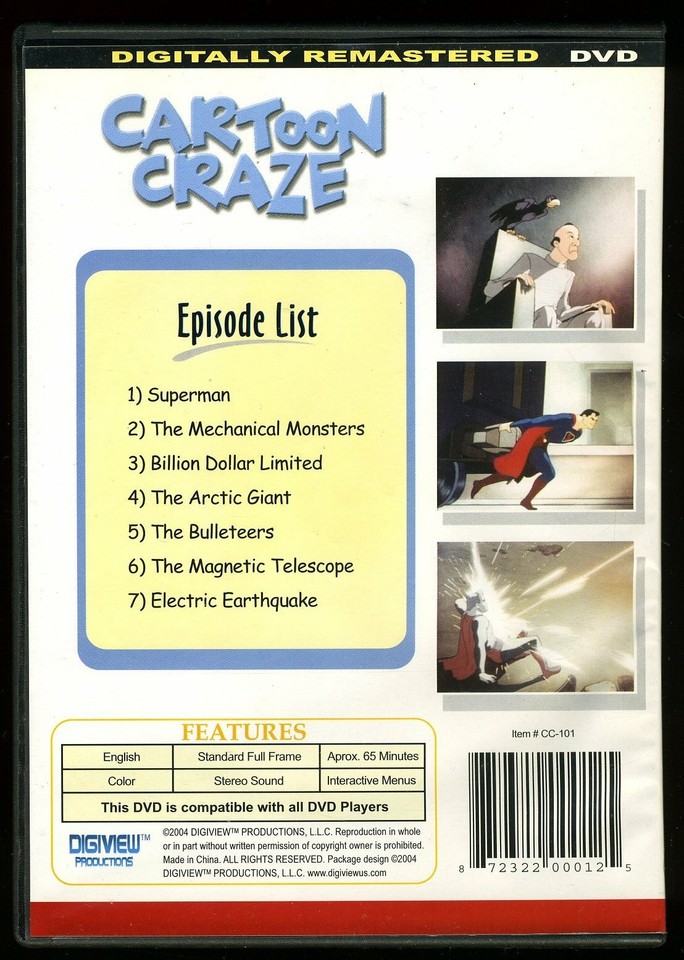 CARTOON CRAZE SUPERMAN DVD 7 Epic Cartoons from 1939 | eBay