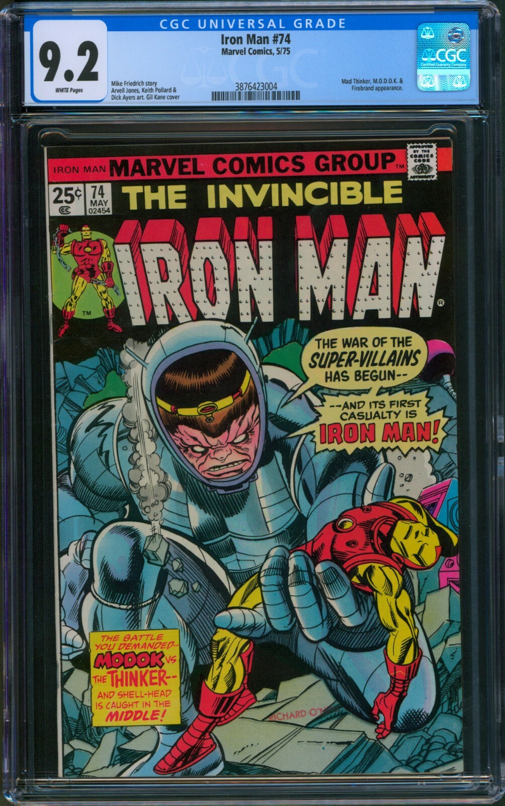 Invincible Iron Man #74 CGC 9.2 NM- Wp Marvel Comics 1975 Modok Vs ...