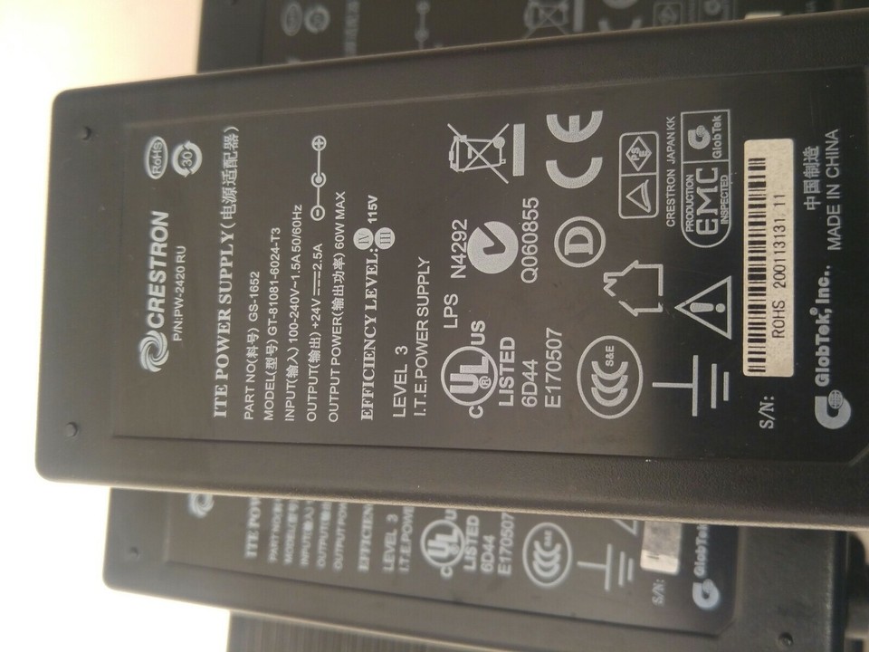 CRESTRON PW-2420RU Regulated Universal Power SUPPLY pack 24V CP3 CP3N ...