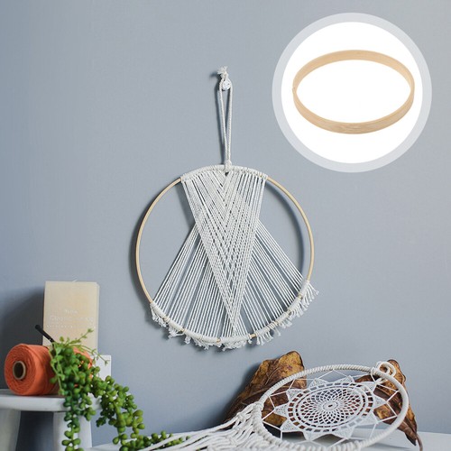 12 Pcs Wooden Bamboo Work Dream Catcher Rings Catchers for Bedroom ...