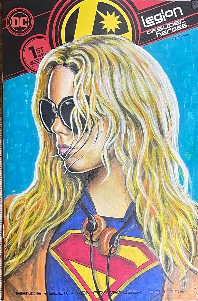 *SUPERGIRL*MILLY ALCOCK*ORIGINAL ART ON LEGION OF SUPERHEROES BLANK ...